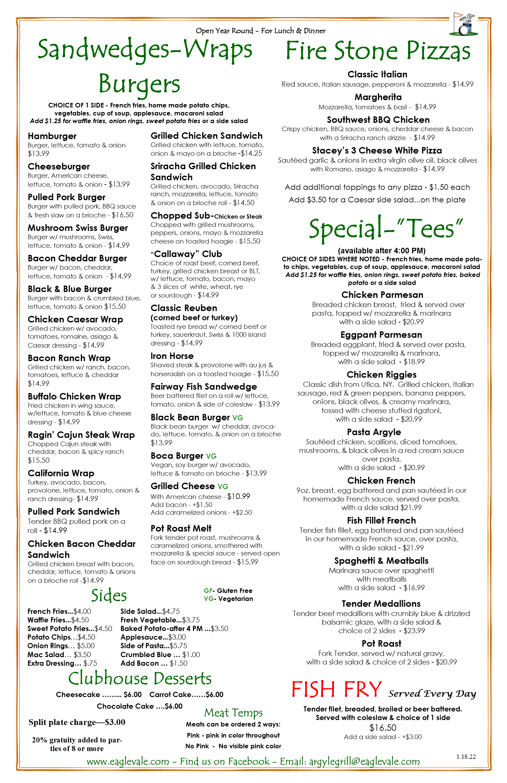 Argyle Grill | Eagle Vale Golf Club