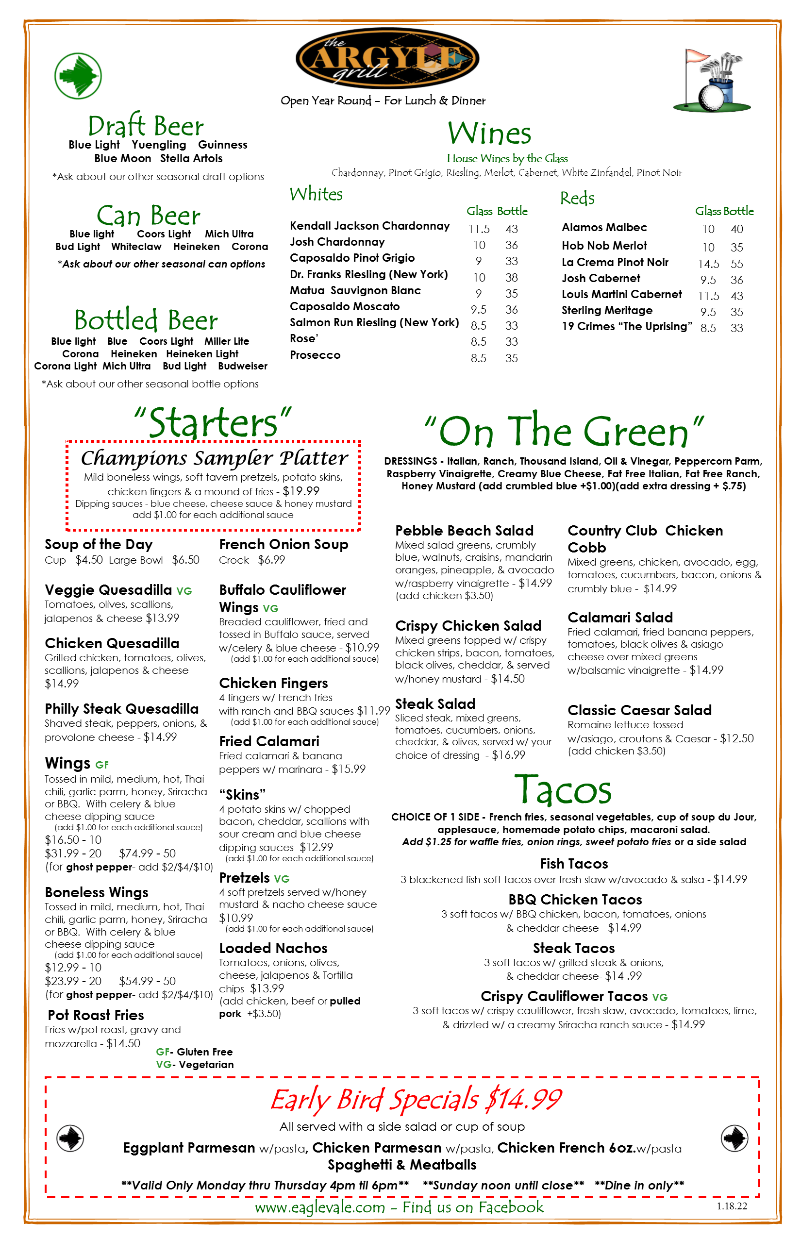 Argyle Grill | Eagle Vale Golf Club